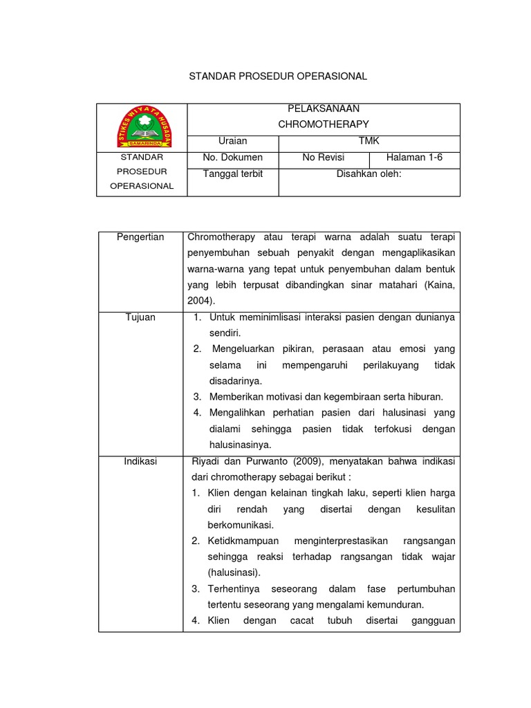SOP Terapi Musik FIX | PDF