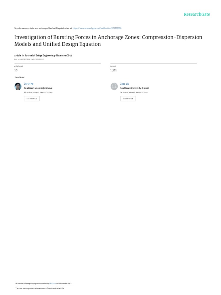 Investigation of Bursting Forces in Anchorage Zones: Compression ...