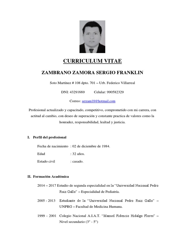 Curriculum Vitae Sergio | PDF | Hospital | Medicina