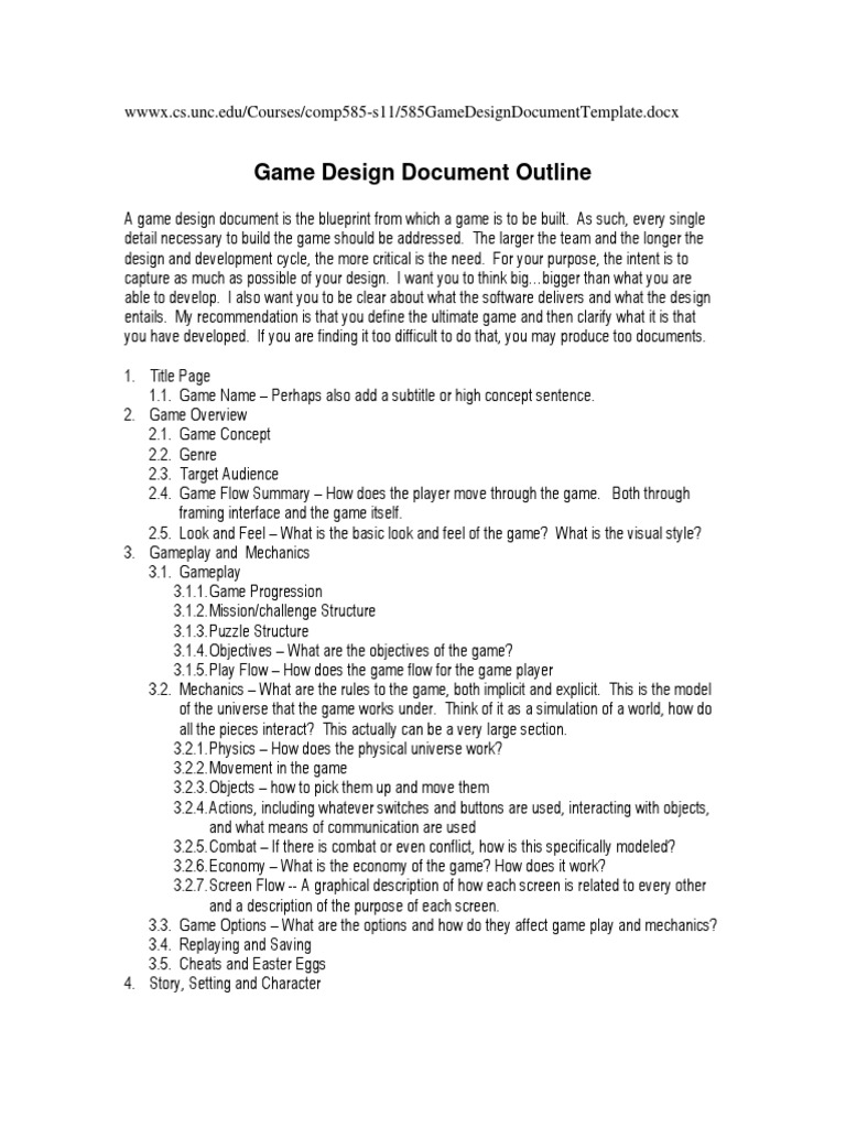 Game Design Document Template Download Free Pdf Narrative Game Design 