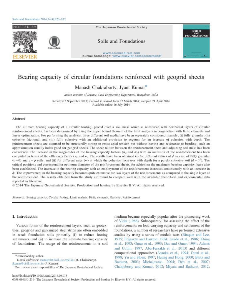 Bearing Capacity of Circular Foundations Reinforced With Geogrid Sheets | PDF | Geotechnical ...