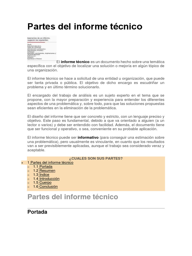 Partes Del Informe Técnico | PDF | Ciencia cognitiva | Informática y ...