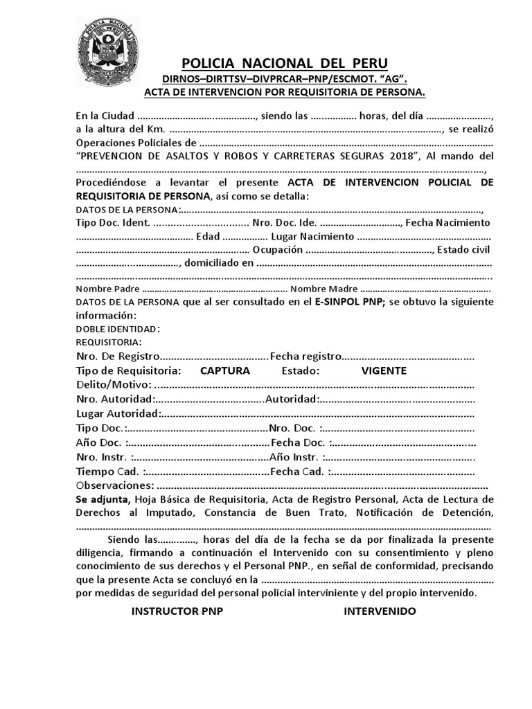 Formatos Policiales 2019 | PDF | Derecho penal