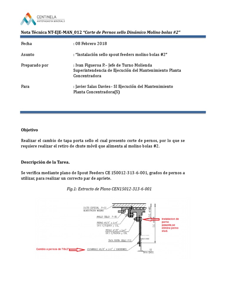 Instalación Sello Spout Feeders Molino Bolas #2 | PDF | Metalurgia ...