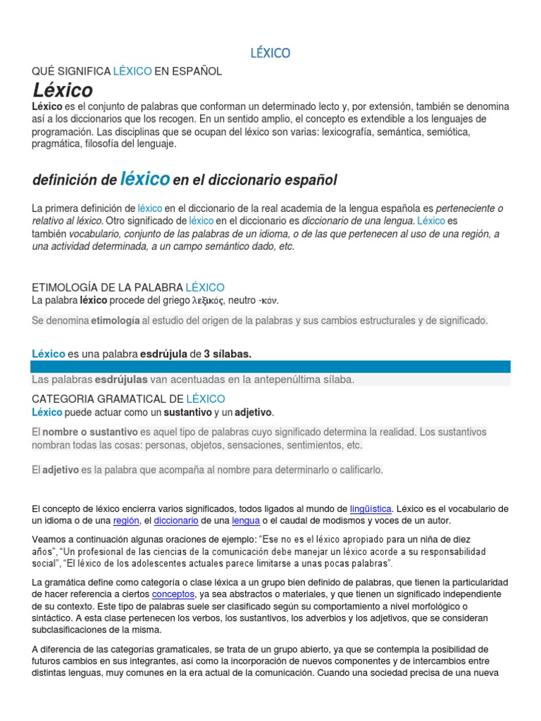 LÉXICO | PDF | Léxico | Palabra