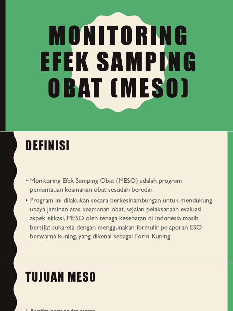 Monitoring Efek Samping Obat MESO | PDF | Kesehatan Holistik