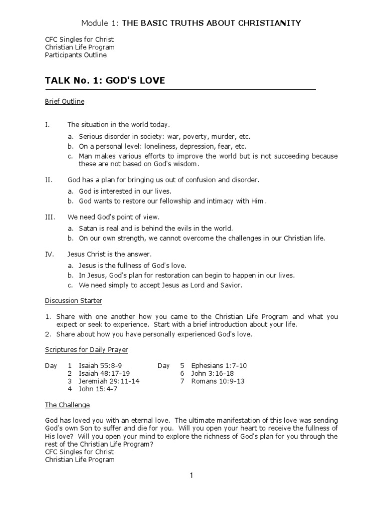 CLP Handouts Compilation For SFC | PDF | Jesus | Repentance