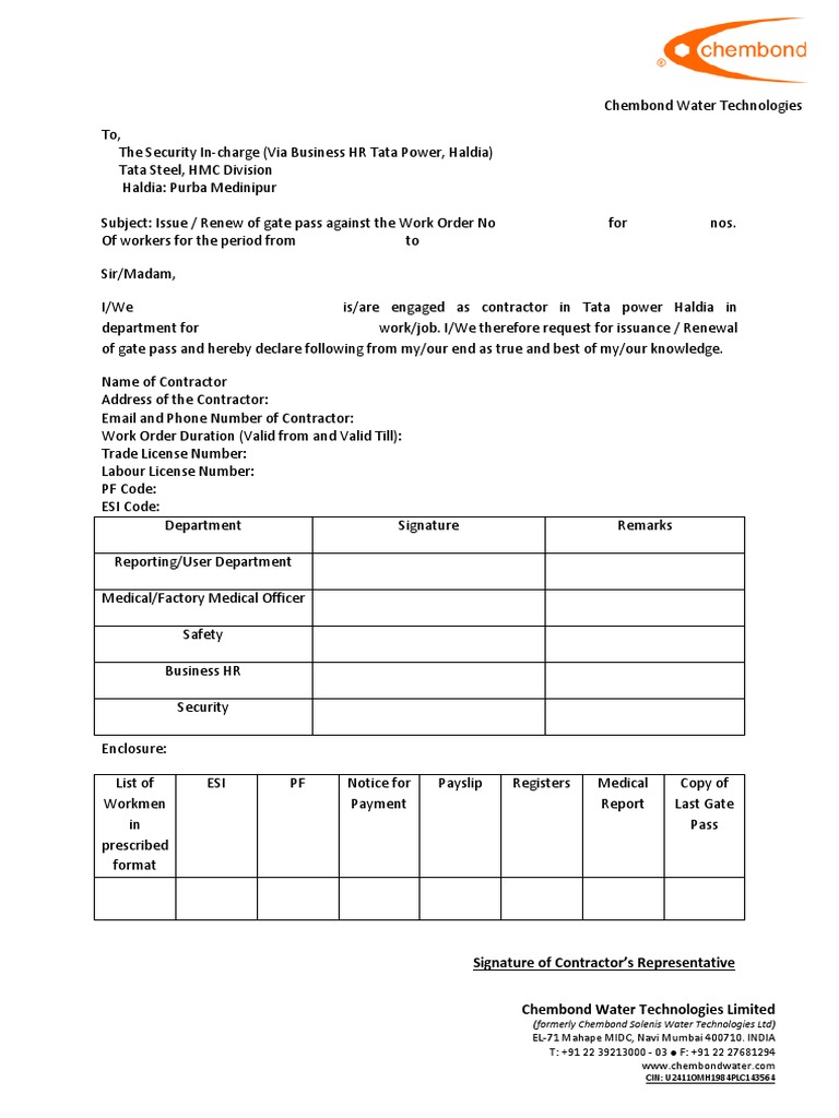 Tata Power New Gate Pass Format 2019 Modified | PDF | Government And ...