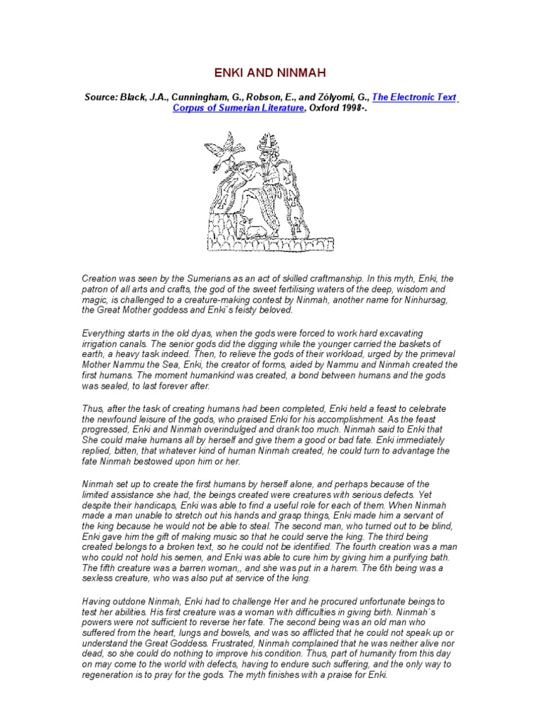The Contest of Enki and Ninmah: A Sumerian Myth of Divine Creation and ...