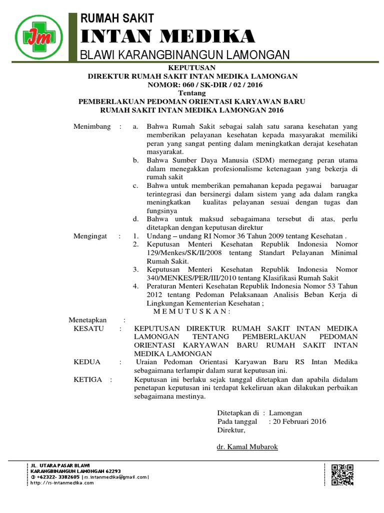 SK Pemberlakuan Panduan Orientasi | PDF