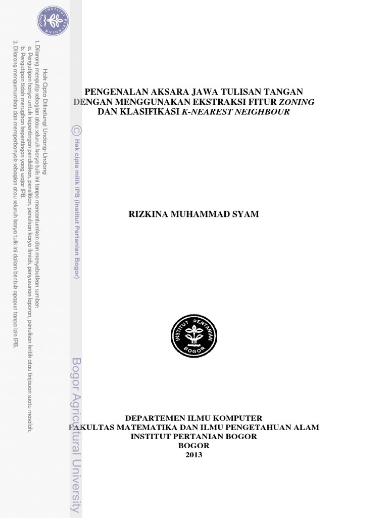 Pengenalan Aksara Jawa Tulisan Tangan Dengan Menggunakan Ekstraksi Fitur Zoning Dan Klasifikasi ...