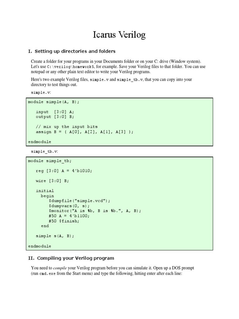 Icarus Verilog Quick Start | PDF Icarus Verilog Quick Start | PDF