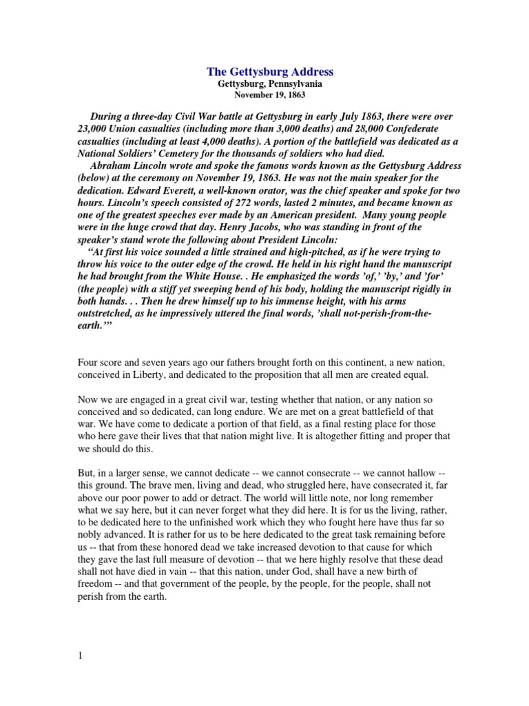 The Gettysburg Address | PDF | American Civil War | Unrest