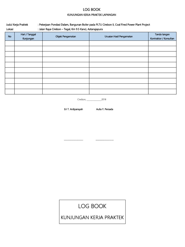 LOG BOOK Kunjungan KP | PDF