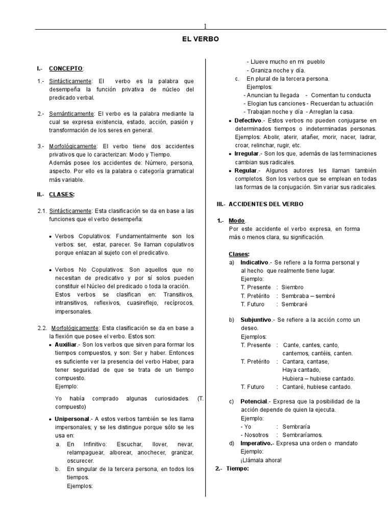 Actividades sobre el Verbo para Primaria | PDF | Verbo | Morfología