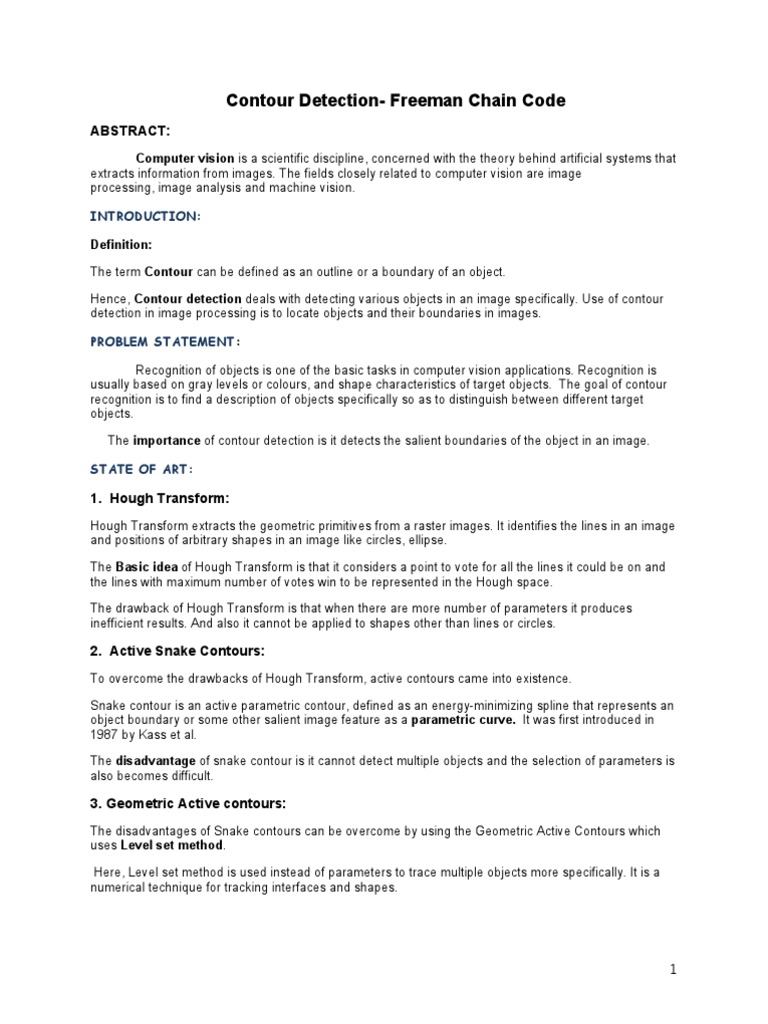Contour Detection Using Freeman Chain Code | PDF | Computer Vision | Shape