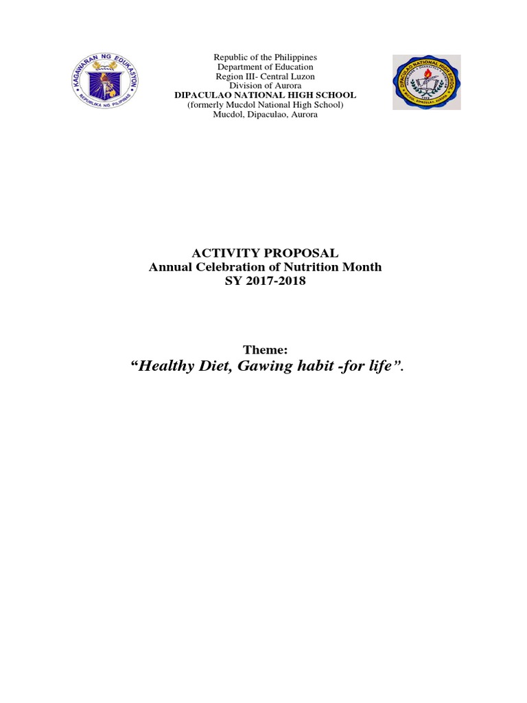 NUTRITION MONTH 2017.activity Proposal | PDF | Healthy Diet | Diet ...