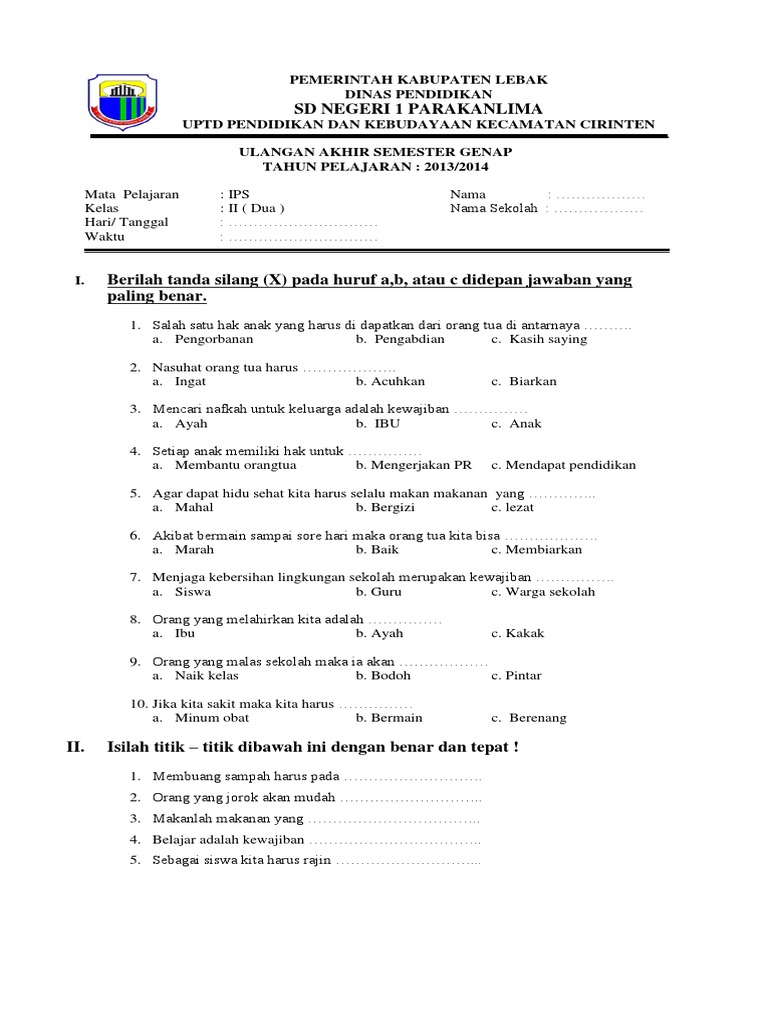 Soal Uts KLS Ii | PDF