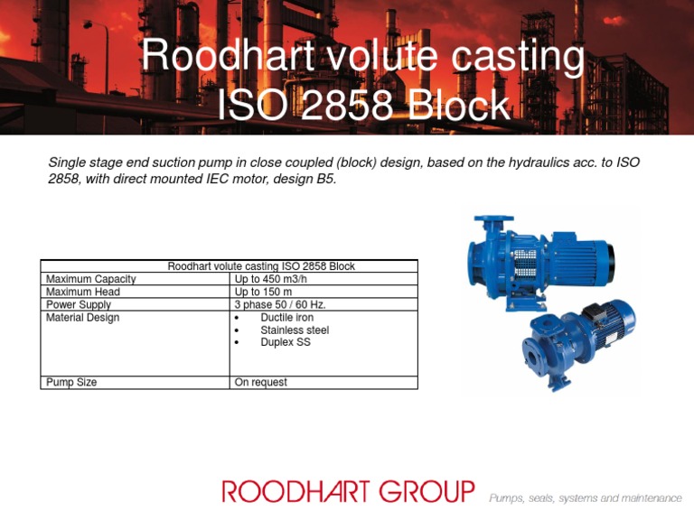 Roodhart Volute Casting ISO 2858 Block | PDF | Building Materials | Hydraulics