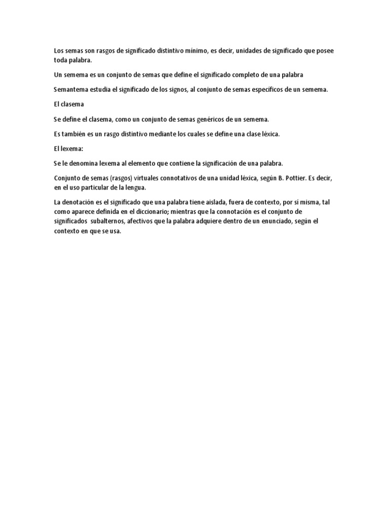 Los Semas Son Rasgos de Significado Distintivo Mínimo | PDF | Artes del ...