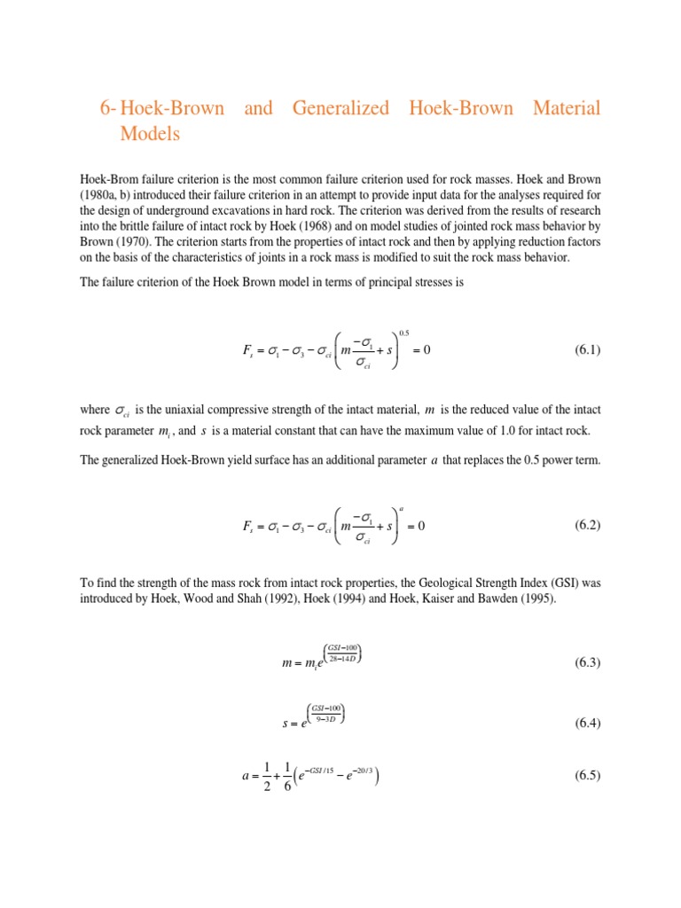 6 Hoek Brown Model | PDF | Yield (Engineering) | Stress (Mechanics)