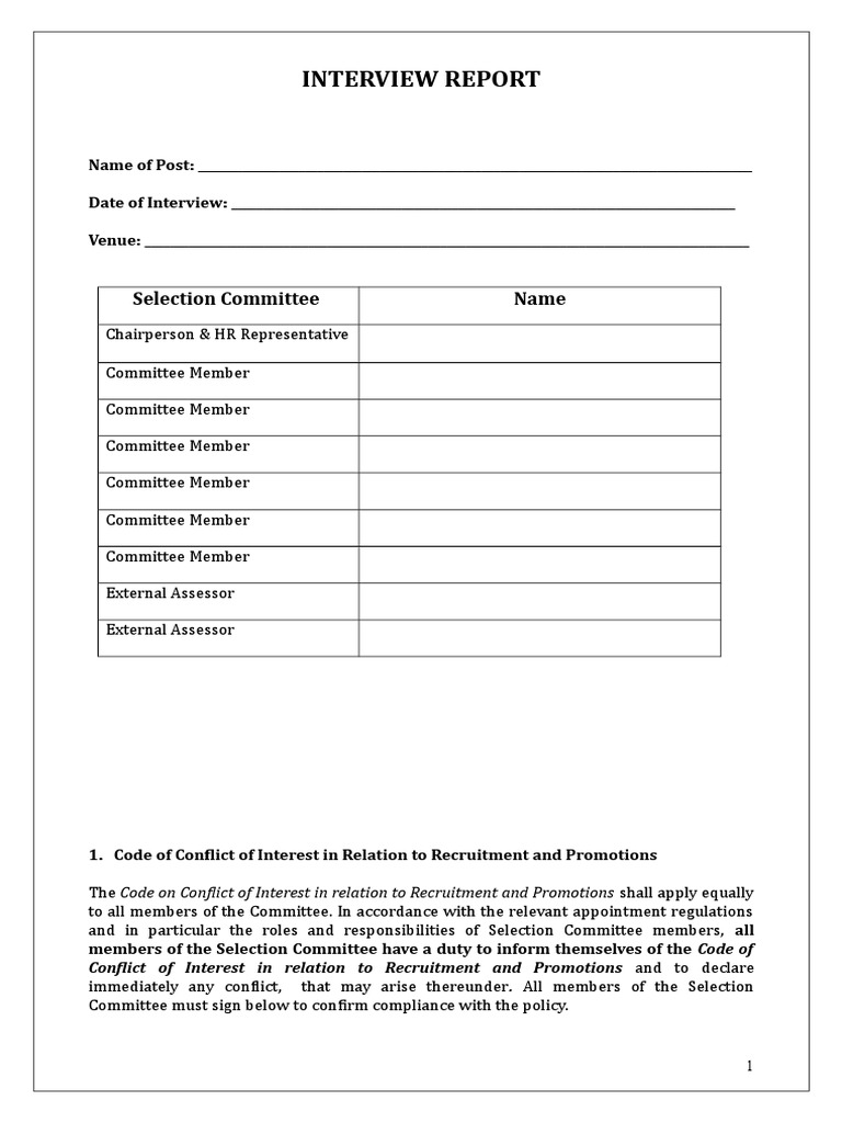 Interview Report for Selection Committee | PDF | Competence (Human ...