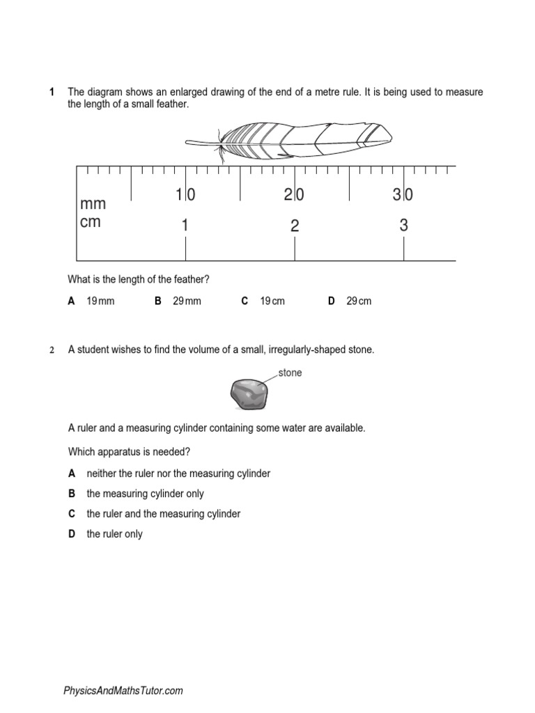 Length & Time (Multiple Choice) QP PDF | PDF | Measurement | Volume