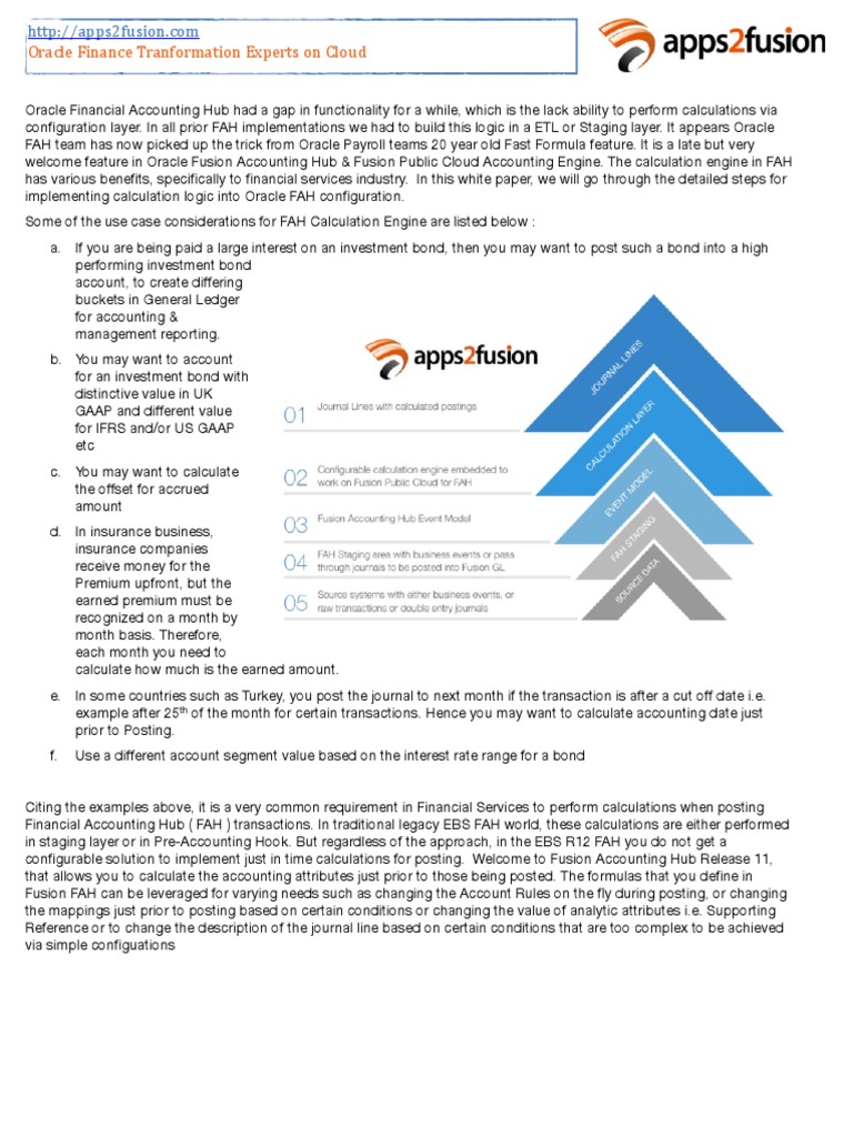 Oracle Fusion Accounting Hub Calculation Engine Fah Pdf Discounting Accounting