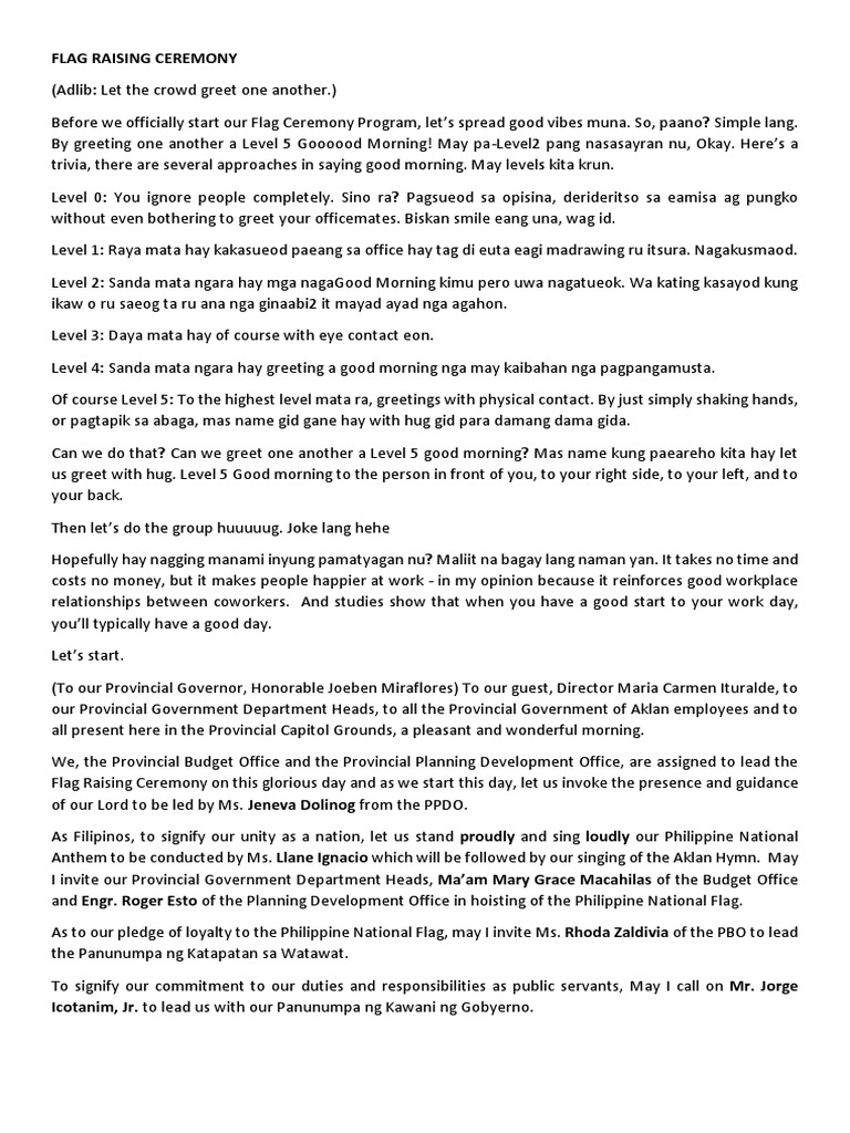 Flag Raising Ceremony Hosting | PDF | Career & Growth | Social Science