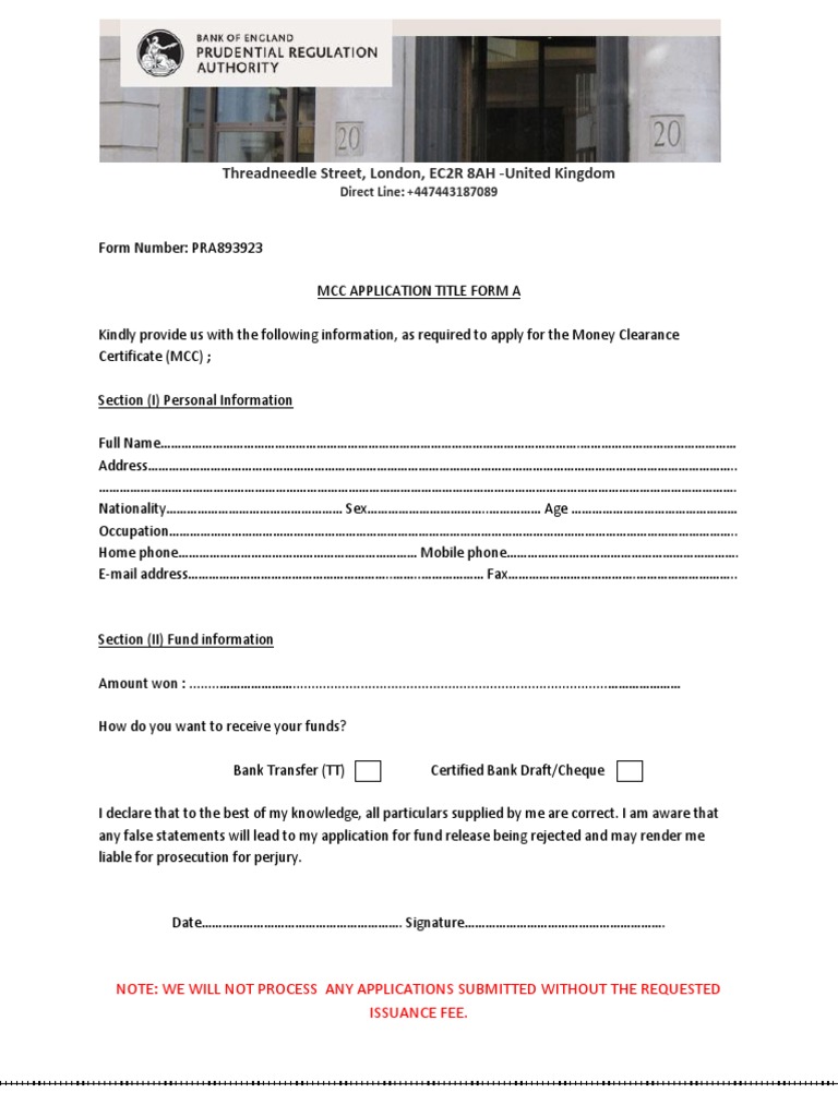 PRA MCC Application | PDF | Government | Business
