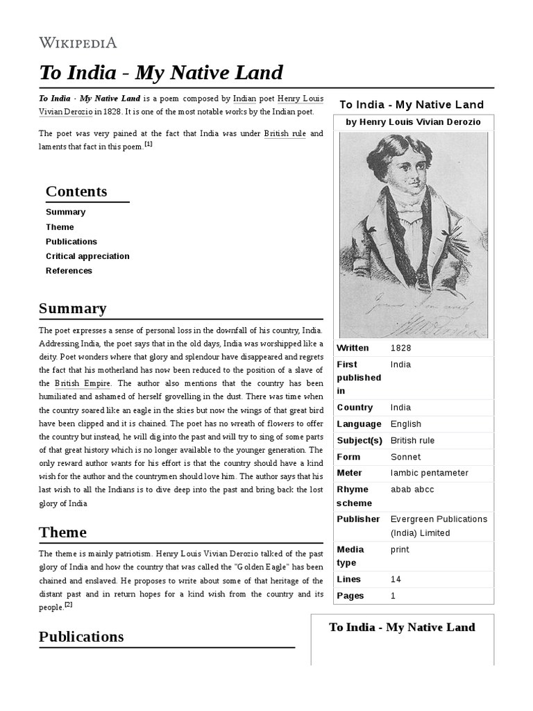 To India - My Native Land | PDF | Poetic Form | Poems