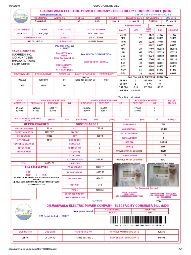 GEPCO Gujranwala Electric Power Company | PDF | Services (Economics ...