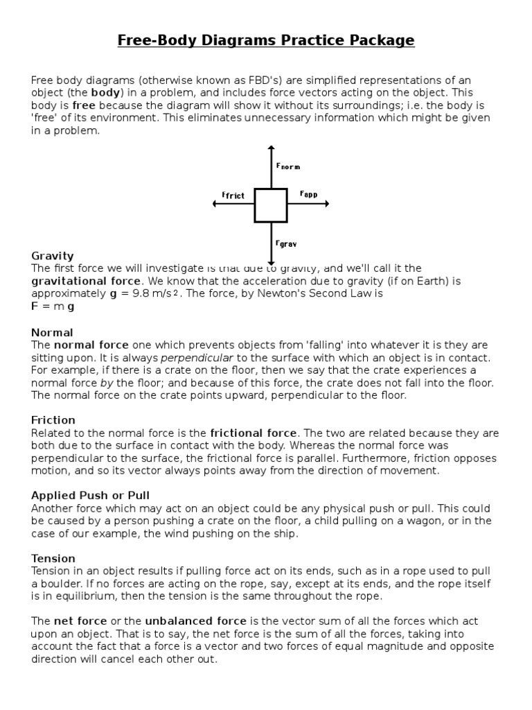 Free-Body Diagrams Practice Worksheet | PDF | Force | Gravity