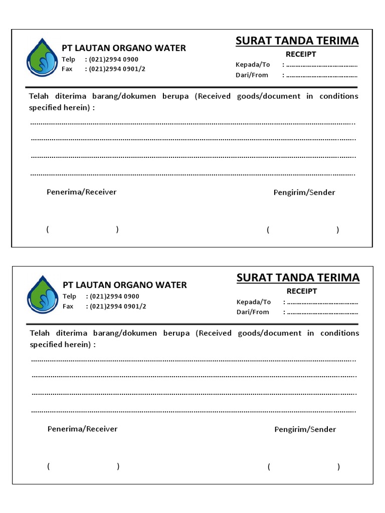 Surat Tanda Terima | PDF | Fax