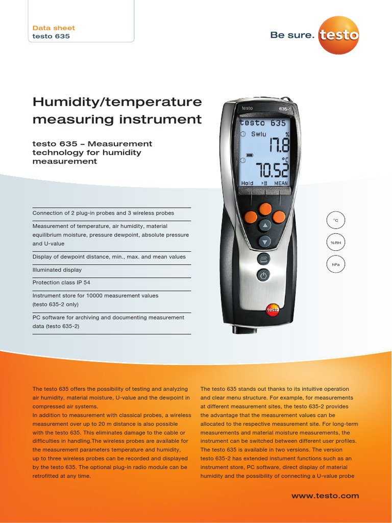 Testo 635: Pro Measurement Tool | PDF | Calibration | Humidity