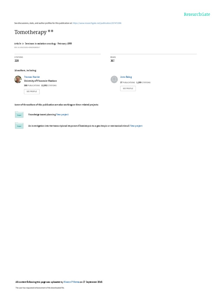 Tomo Therapy | PDF | Radiation Therapy | Ct Scan