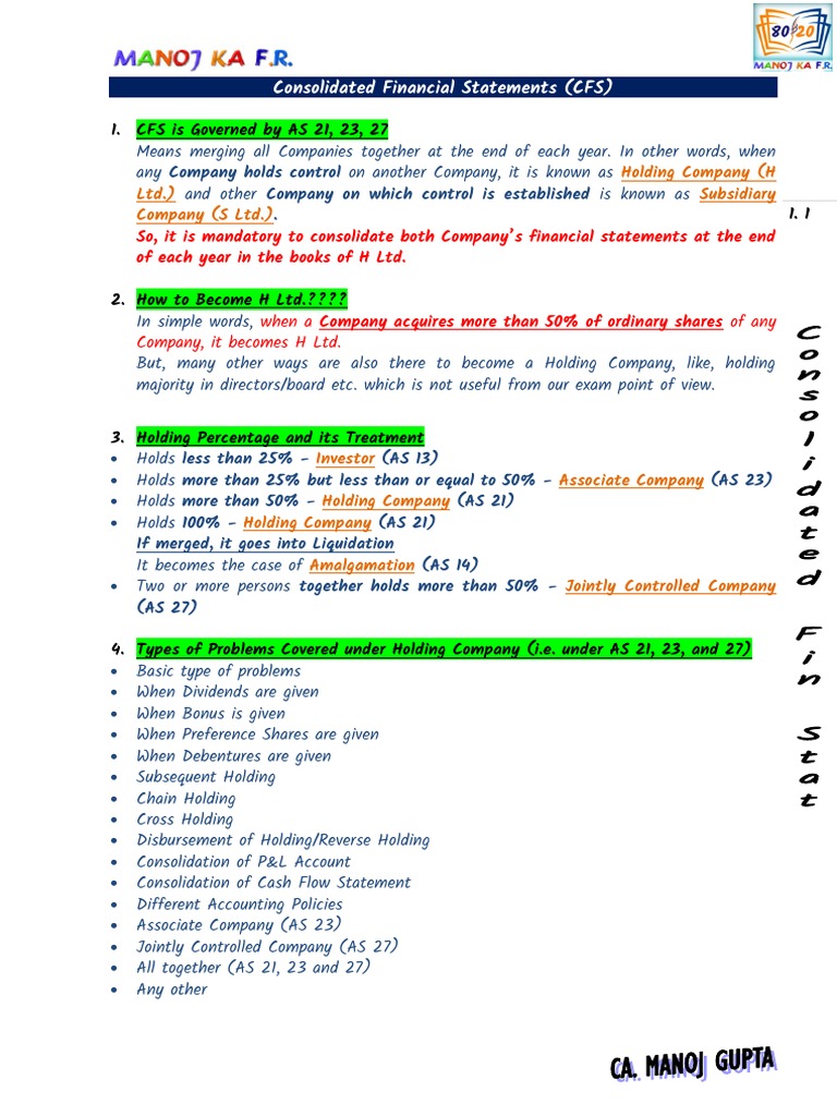 Consolidated Financial Statements: An Overview of the Consolidation ...