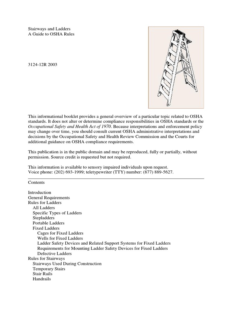 OSHA 3124-12R 2003 Stairways and Ladders | PDF | Stairs | Occupational ...