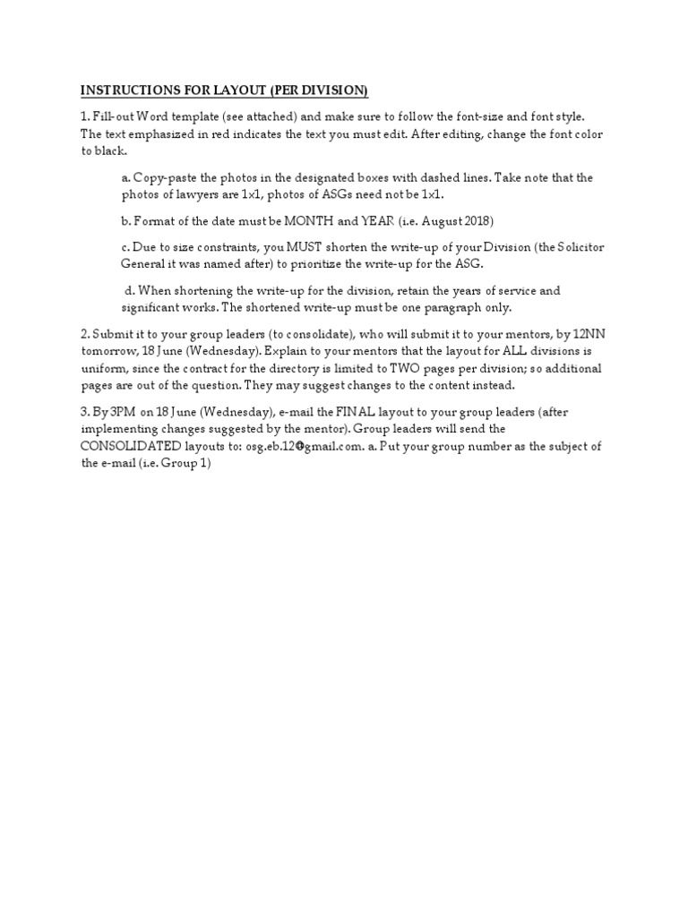 Instructions For Layout (Per Division) | PDF