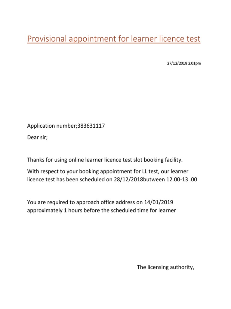 Provisional Appointment for LL Test | PDF | Business | Finance & Money ...