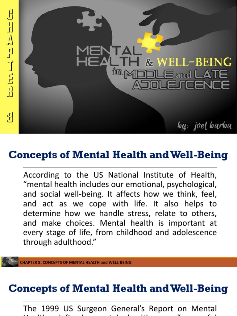 Chapter 8 - Mental Health and Well Being in Middle and Late Adolescence ...