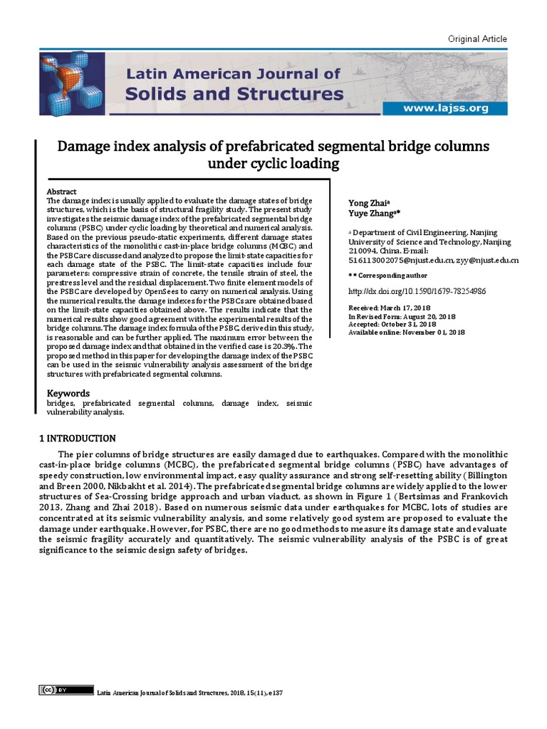 Damage Index Analysis of Prefabricated Segmental | PDF | Strength Of ...