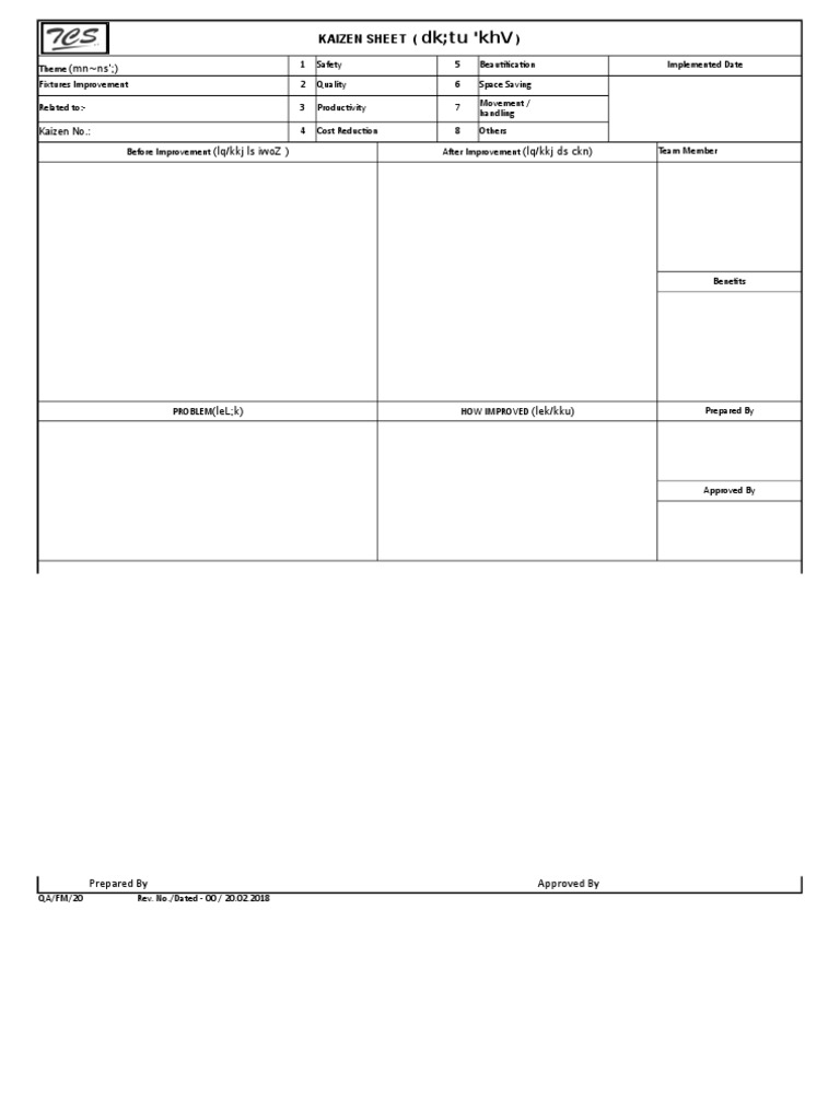 DK Tu 'KHV: Kaizen Sheet | PDF