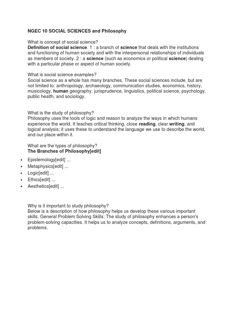 Social Sciences and Philosophy Overview | PDF