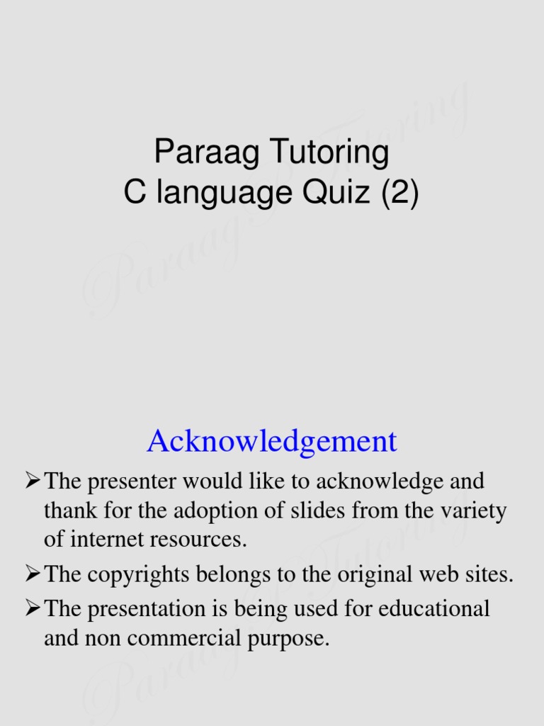 C Language Quiz | PDF