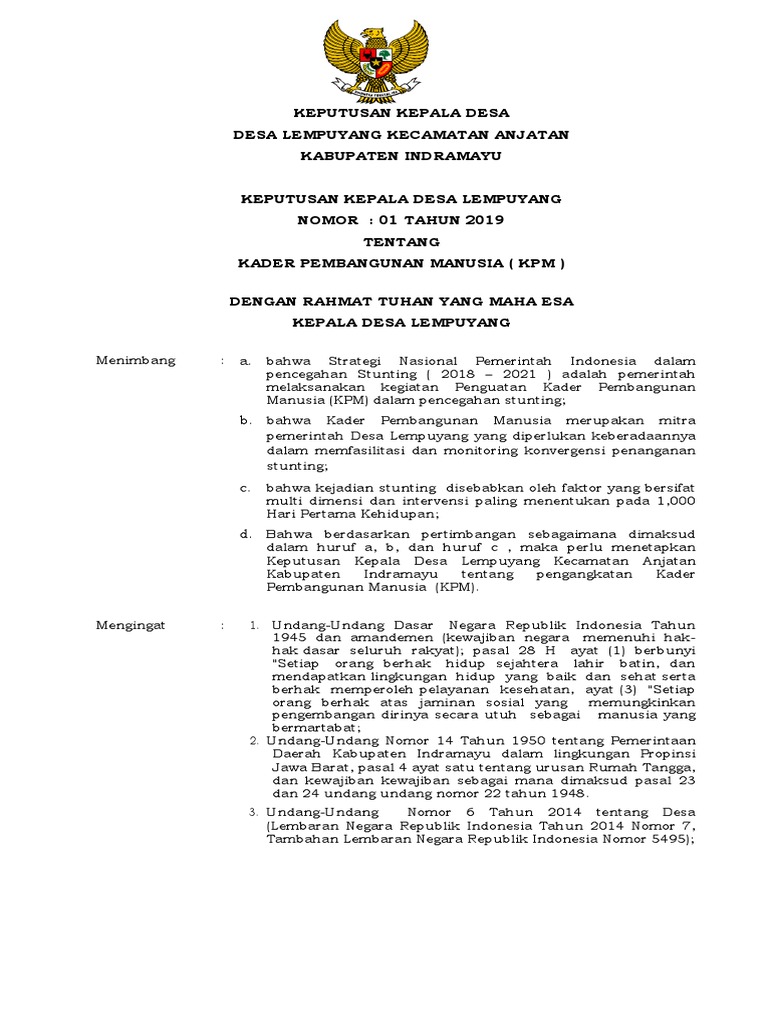 SK-Kader Pembangunan Manusia (KPM) | PDF