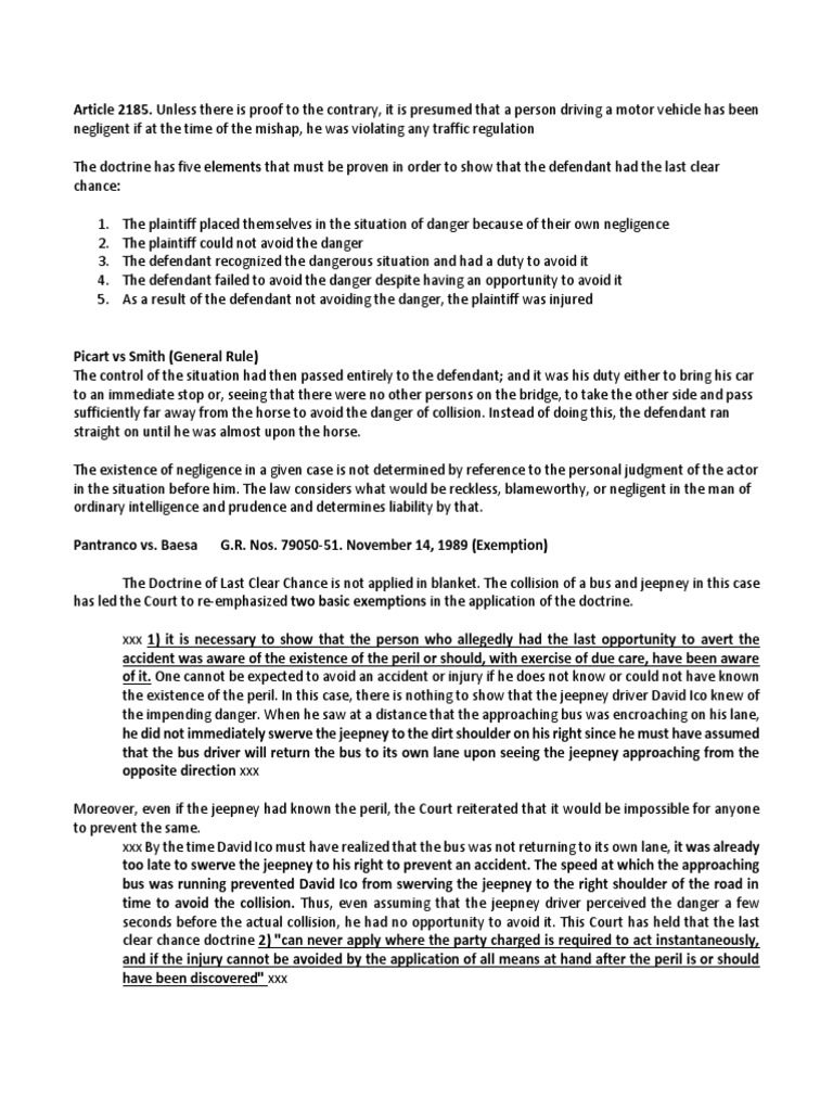 Doctrine of Last Clear Chance | PDF | Negligence | Common Law