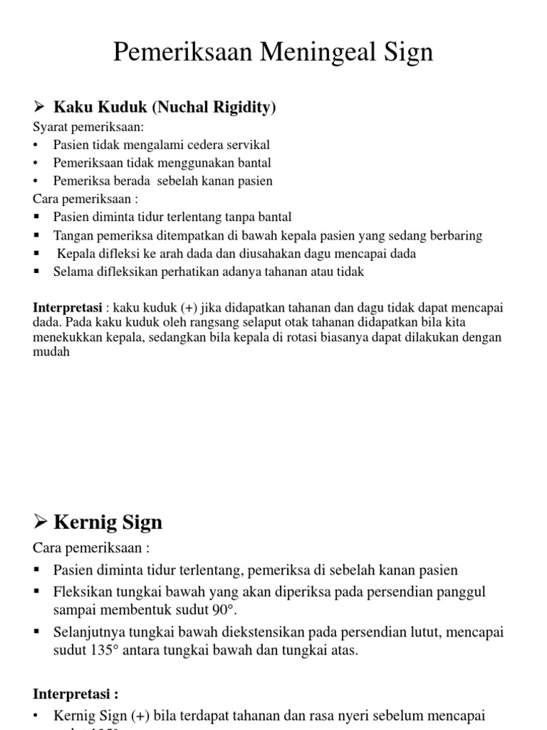 Pemeriksaan Meningeal Sign | PDF