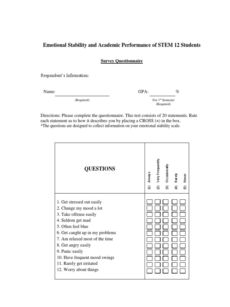 Questionnaire | PDF | Questionnaire | Positive Psychology