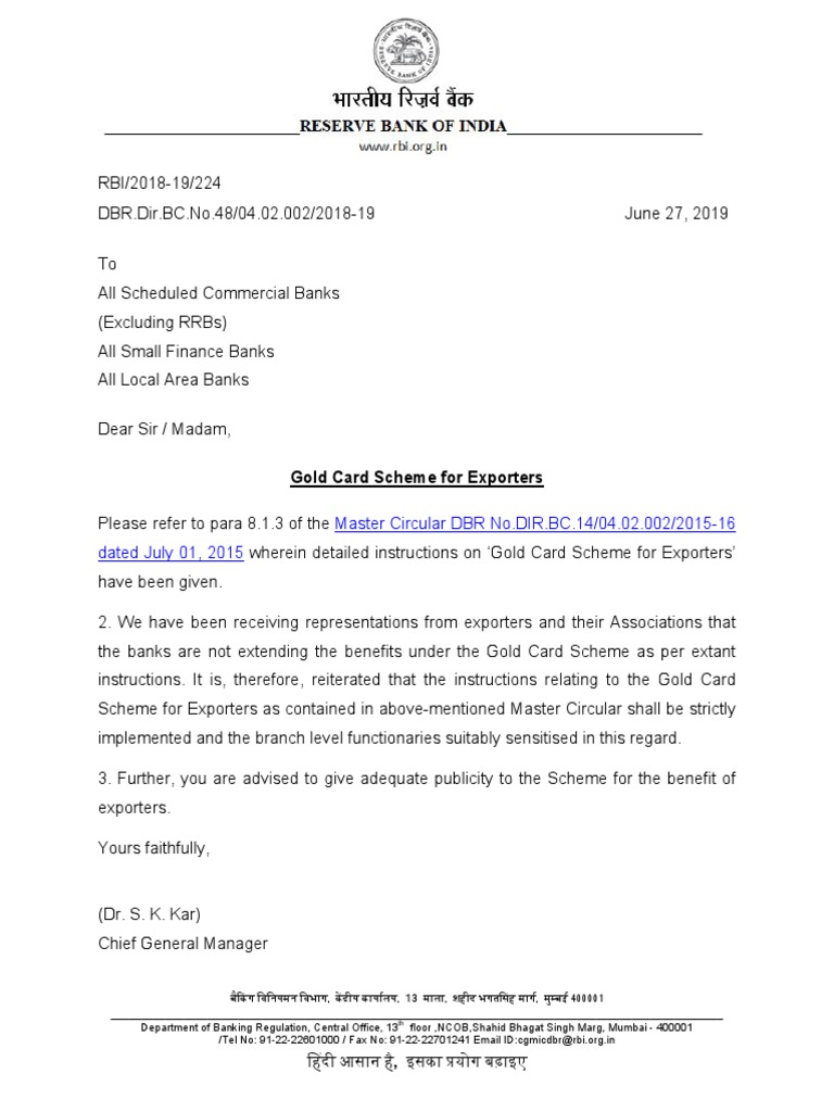 Gold Card Scheme for Exporters Reminder | PDF